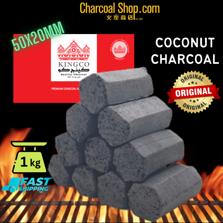 CHARCOAL BBQ ARANG KAYU 火炭 (Kingco Hexagon Premium Coconut Charcoal 50x20mm - 1kg) | Lazada