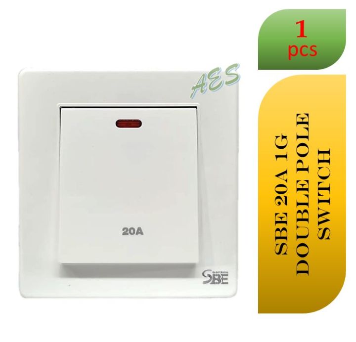 SBE 20A DOUBLE POLE SWITCH / 1 GANG WATER HEATER OR AIR-COND SWITCH ...