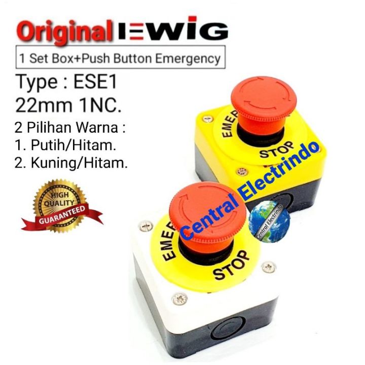 Push Button Emergency + Box 1 Set EWIG ESE1 22mm 1NC. | Lazada Indonesia