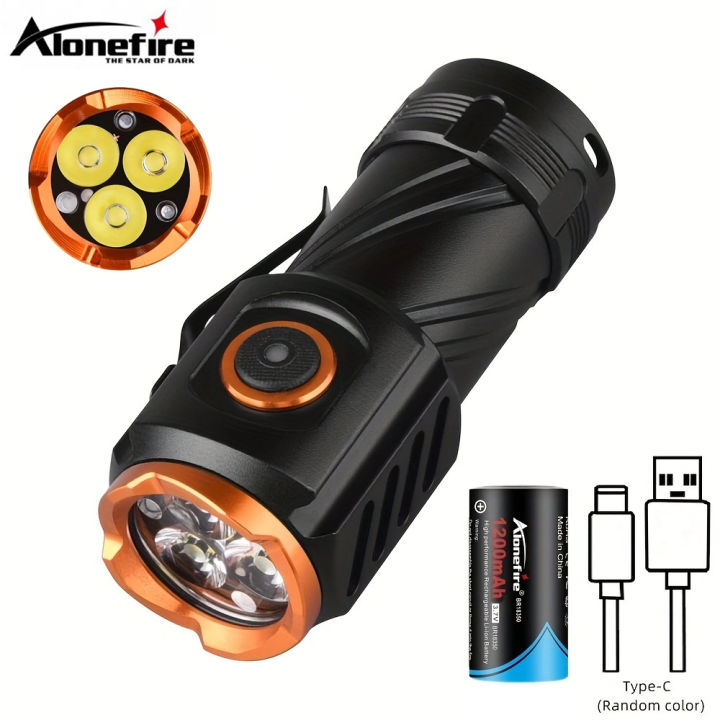 Alonefire X56 Mini 3x Led High Bright LED Flashlight Type-C USB ...