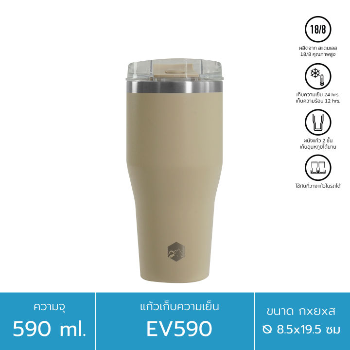 Everest แก้วน้ำเก็บความเย็น แก้วสแตนเลส Tumbler เก็บอุณหภูมิขนาด 590ml รุ่น EV590 | Lazada.co.th