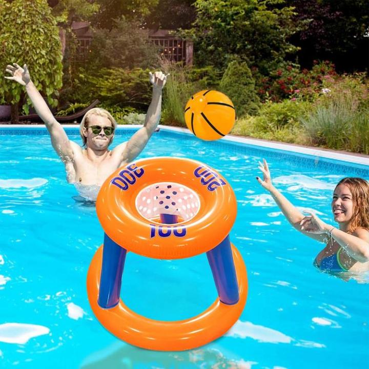 Pool Basketball Hoop Set Floating Inflatable Water Basketball Game with ...