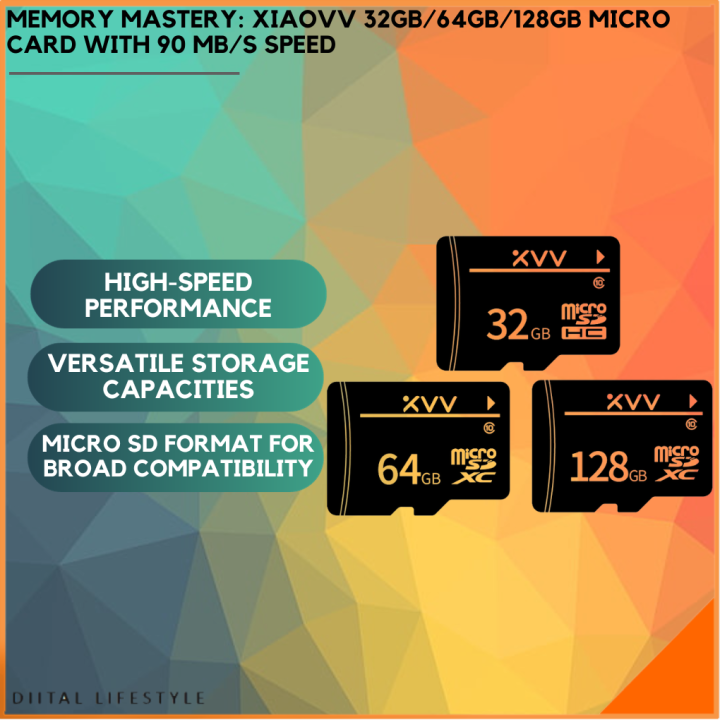 Xiaovv Memory Card 90 Mb/s Class 10 Data Storage Micro Card 32Gb/64Gb ...