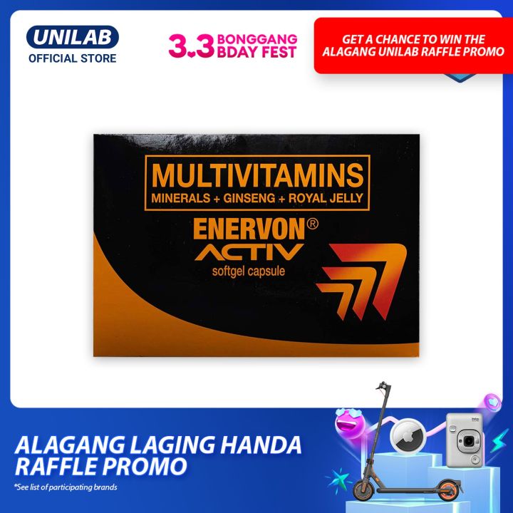 Unilab Enervon Activ Multivitamins 100 Capsules - With Ginseng and ...