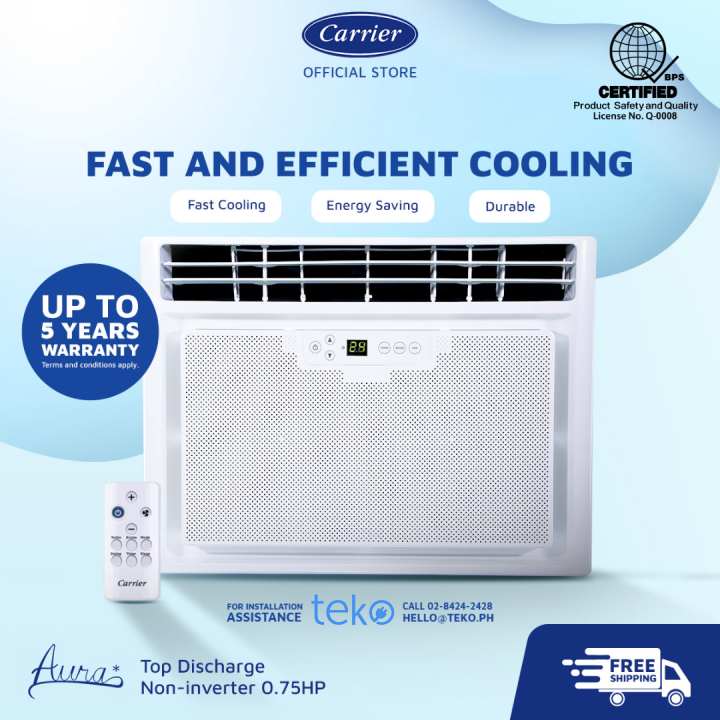 Carrier Aura Top Discharge Window Type Aircon 0.75HP | Lazada PH