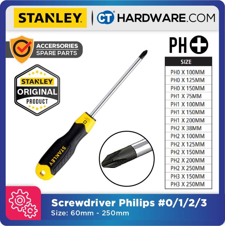 STANLEY STMT608 CUSHION GRIP PHILIPS SCREW DRIVER #0 #1 #2 #3 ...