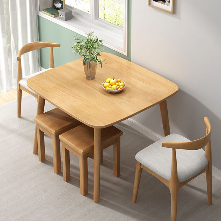 Nordic solid wood dining table small household 2 square small square ...
