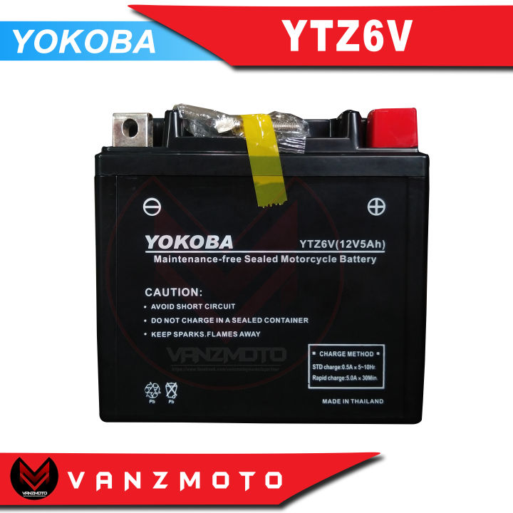 Yokoba YTZ6V Motorcycle Battery made in Thailand best for Honda ...
