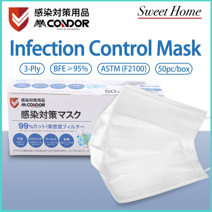 Japan Condor Infection Control Mask 3 PLY 50 pcs Disposable Face Masks ...
