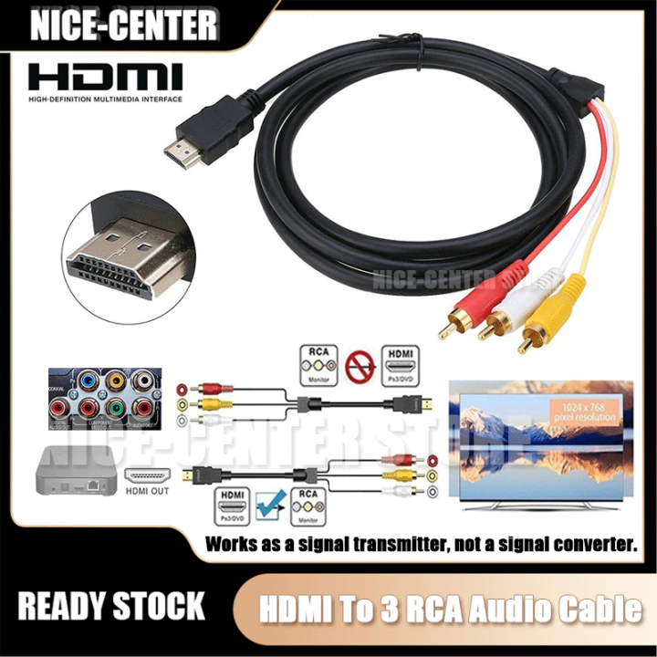 HDMI TV To 3 RCA Cable 1.5M HDTV Cables Audio Video Converter TV HDTV ...