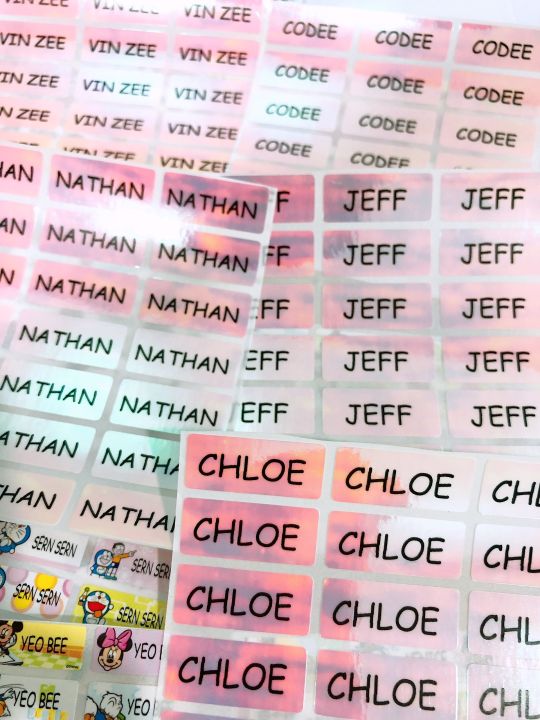 Customised Medium Blank Name Stickers Waterproof (48 pcs) 自定义姓名贴纸中号 ...