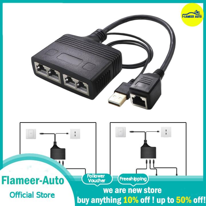 Flameer Ethernet Splitter 1 to 4 Port Network Splitter Ethernet Adapter ...