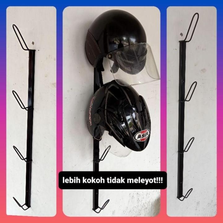 Gantungan Helm Susun Dipasang di Dinding Anti selip Rak Helm Besi ...