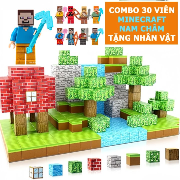 [COMBO 30 VIÊN - TẶNG NHÂN VẬT] Minecraft Nam Châm Khối Xây Dựng Mô ...