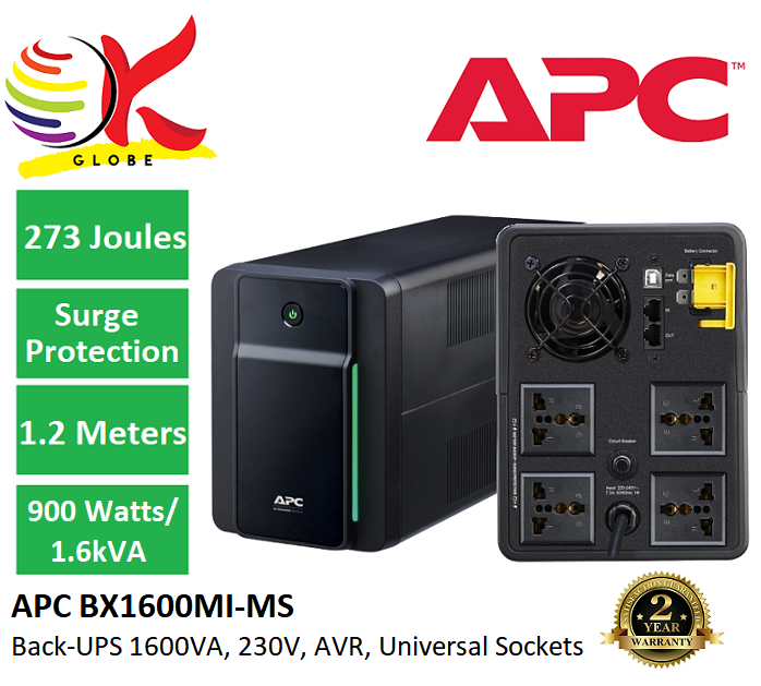 APC UPS BX1600MI-MS 1600VA, 230V BACK UPS AVR UNIVERSAL SOCKET WITH ...
