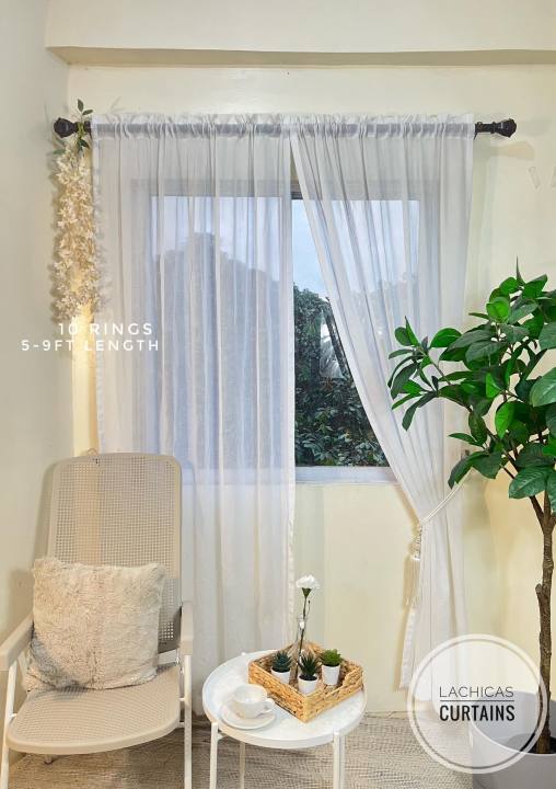 Aesthetic Minimalist Linen Sheer/Lining Ring & Non-Ring Type Modern ...