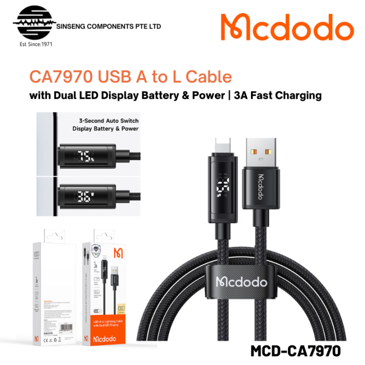 Mcdodo Black Knight 3A Fast Charging Cable – USB A to Lightning with ...