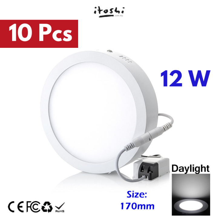 CLEARANCE 10 Pcs 12W LED Round Surface Mounted Panel Light Downlight ...