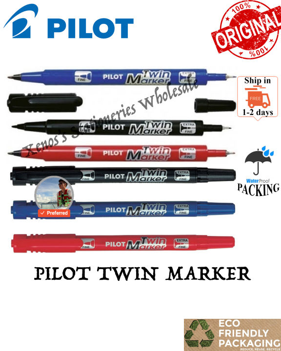 PILOT TWIN MARKER FINE & EXTRA FINE (BLACK/BLUE/RED) (READY STOCK/ 100% ...