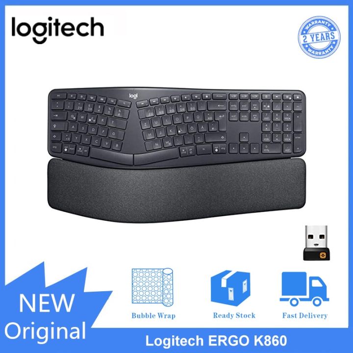 Logitech ERGO K860 2.4G Wireless Keyboard Bluetooth Dual Mode Ergonomic ...