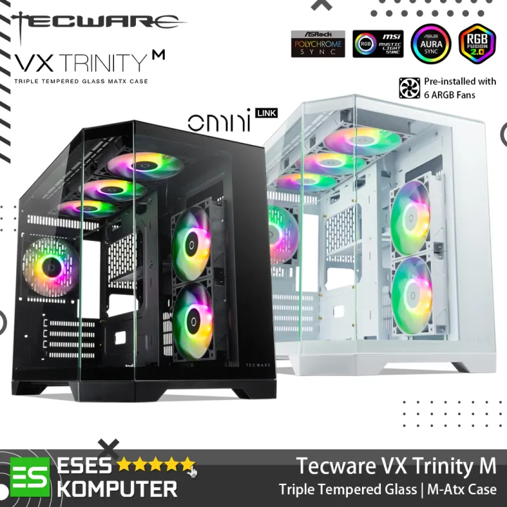 Case Tecware VX Trinity M | Triple Tempered Glass MATX Casing | 6X ARGB ...