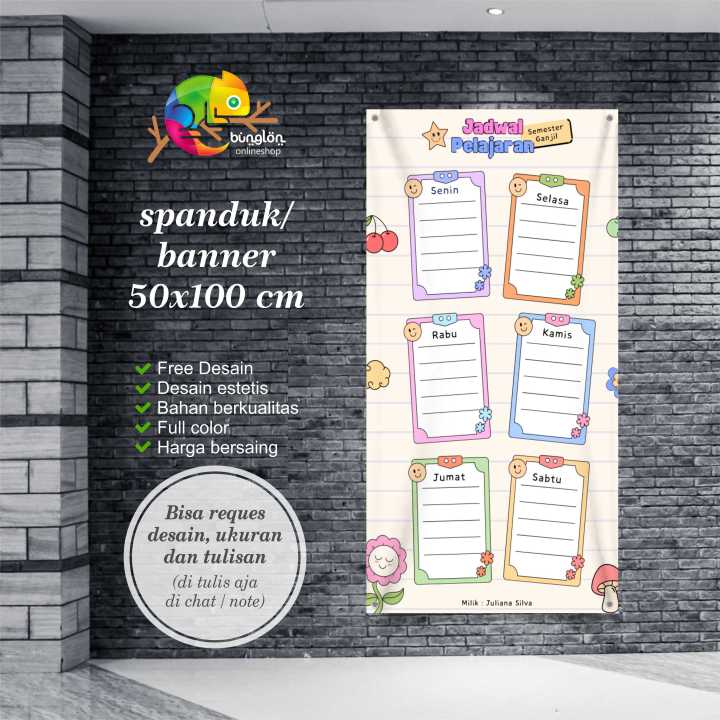 Spanduk Banner MMT Warna Warni Imut Gambaran Tangan Jadwal Pelajaran ...