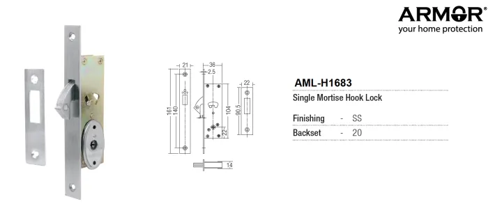 Armor AML-H1683 Single Mortise Hook Lock | Lazada