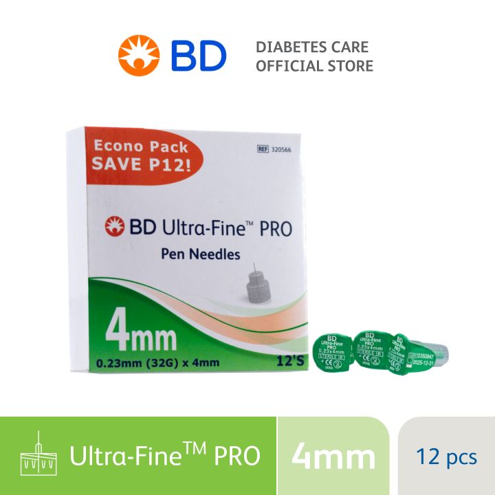 BD Ultra Fine PRO 4mm Insulin Pen Needles Econo Pack of 12s Trial Pack ...