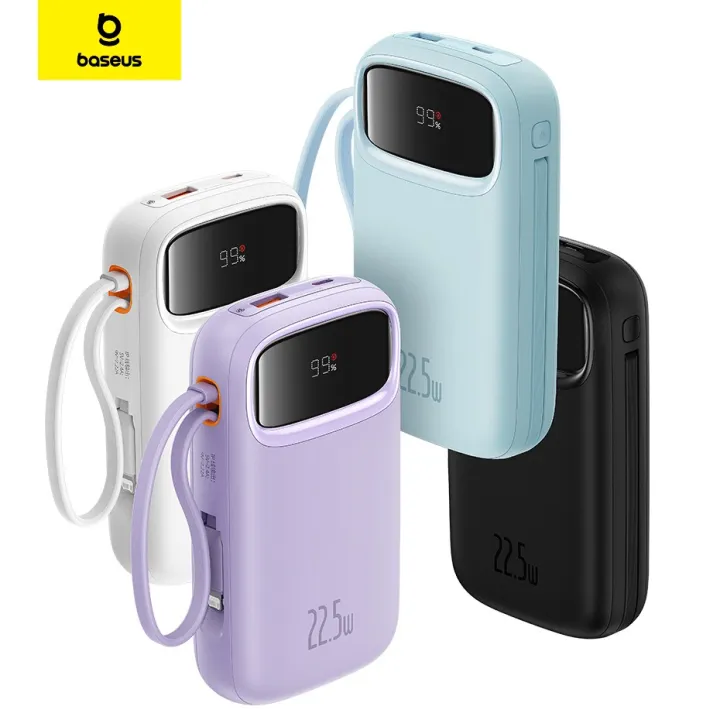 Base us Power Bank 10000mAh/20000mAh PD 22.5W 20W Fast Charging Powerbank Built in Dual-Cable ...