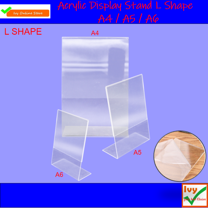 Ready Stock Acrylic L Shape A4 / A5 / A6 Stand Display Stand | Lazada