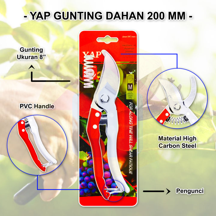 YAP GUNTING DAHAN 8 INCH MERAH - PRUNNING SHEAR | Lazada Indonesia
