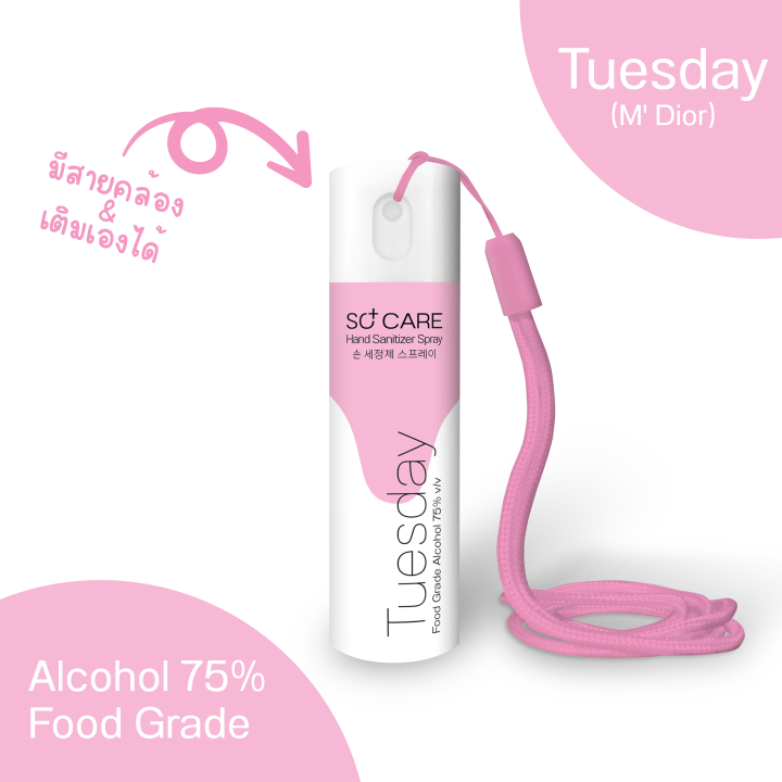 So Care สเปรย์แอลกอฮอล์ฟู้ดเกรด 10 ml พร้อมสายคล้อง 7 วัน 7 กลิ่น ...