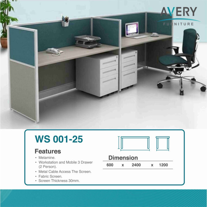 Avery - WS 001-2S - Office Desk / Meja Kerja Partisi / Meja Kantor ...