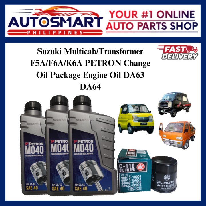 Suzuki Multicab/Transformer F5A/F6A/K6A Petron m040 3L Change Oil Package Engine Oil DA63 DA64 ...