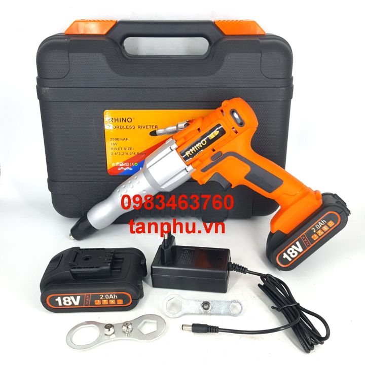 [HCM]MÁY RÚT ĐINH TÁN RIVE NHÔM RHINO DÙNG PIN 18V | Lazada.vn
