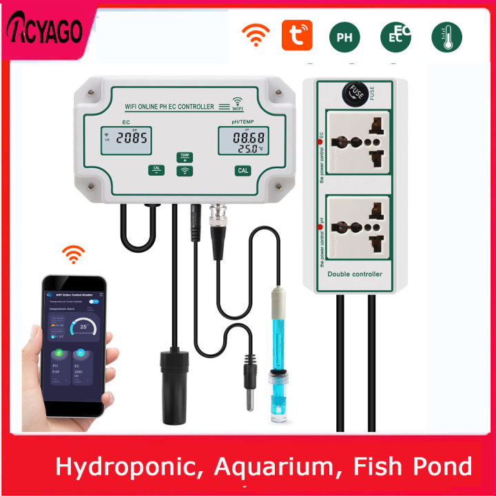 RCYAGO New WIFI Tuya App 3 in 1 PH EC Temperature Controller PH Meter ...