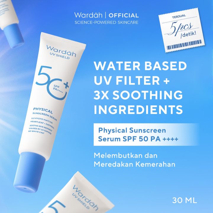 WARDAH UV Shield Physical Sunscreen Serum SPF 50 PA 30 ml Sunscreen ...