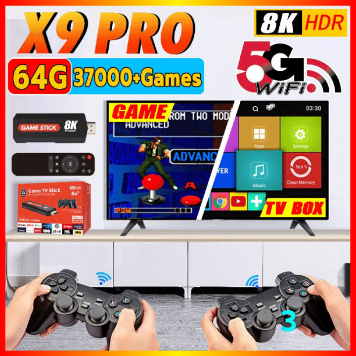 Game Stick X9 Pro Game Stick 8K 37000 HDMI 3Dเกมคอนโทรลเลอร์คอนโซลเกมRetroแบบพกพาและDual Player ...