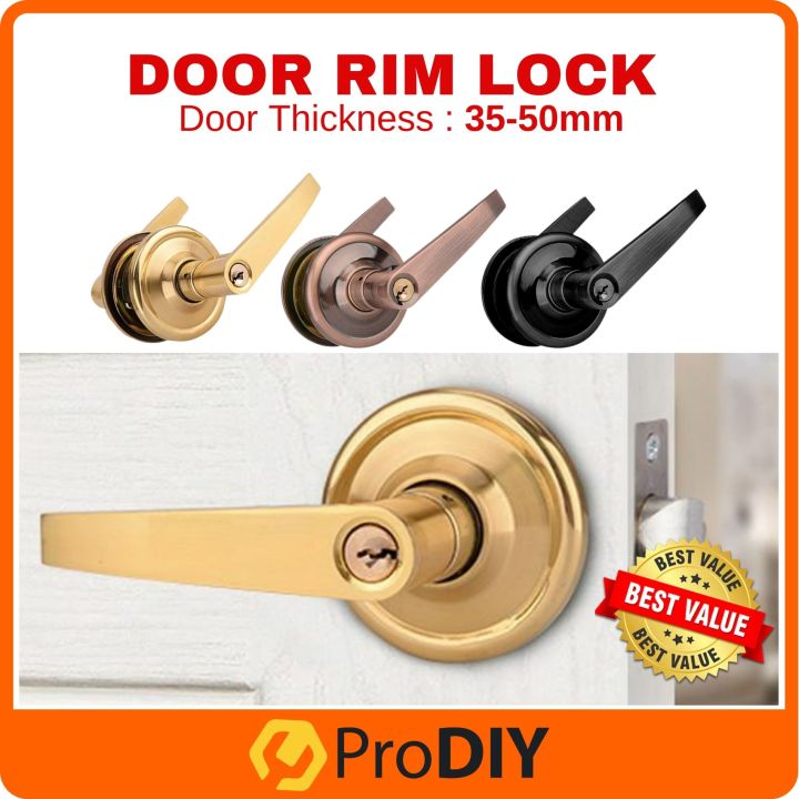 1set Rim Lock Tubular Cylindrical Lever Door Handles Lock Set 35-50mm ...