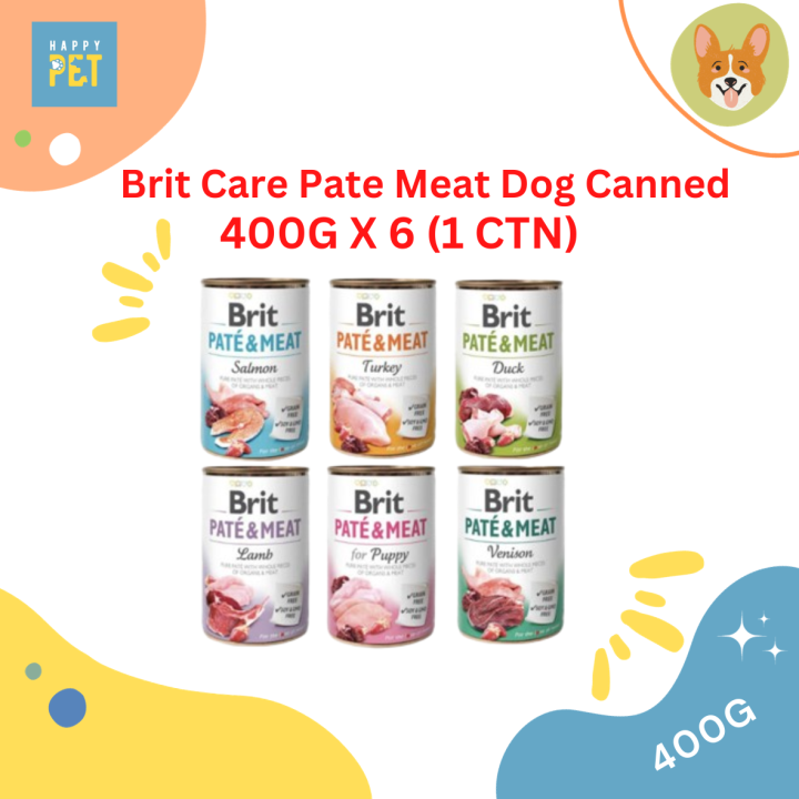 Brit Pate & Meat Dog Canned Food (400G X 6) Turkey / Salmon / Chicken ...