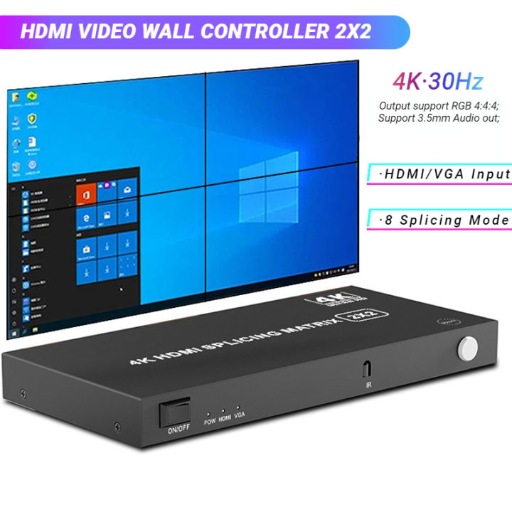 4K HDMI Video Wall Controller 2X2 1X3 1X4 2x2 3X1 4X1 HDMI VGA Video Stitching Processor Splicer ...