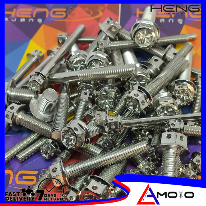 (PER PC) HENG ORIGINAL FLOWER TYPE SILVER BOLTS STAINLESS M4 / M5 / M6 ...