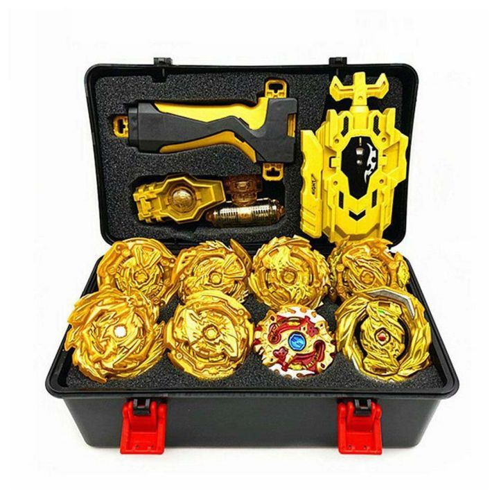 8 pcs Golden Beyblade Gyro Burst พร้อม Launcher กล่องเก็บแบบพกพาเด็กชุด ...