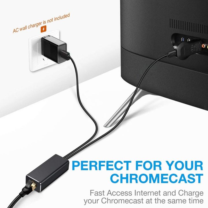 1ชิ้นสำหรับ Chromecast ทีวีอะแดปเตอร์อีเทอร์เน็ต USB 2.0เพื่อ RJ45 10 ...