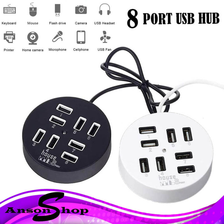 8 PORT USB HUB Powered Desktop USB 2.0 Splitter Adapter Hub Windows Mac ...