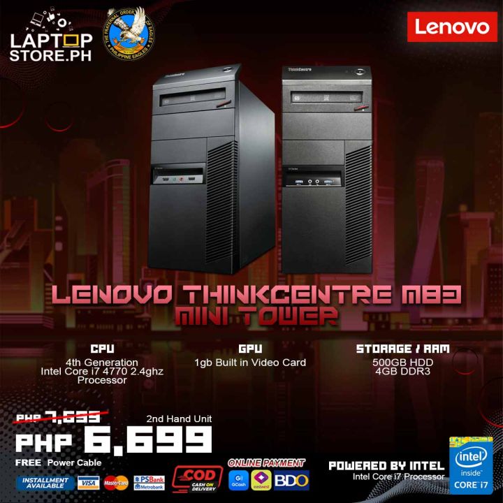 SYSTEM UNIT LENOVO M83 Intel Core i7 4770 2.4ghz 4gb DRR3 500gb HDD ...