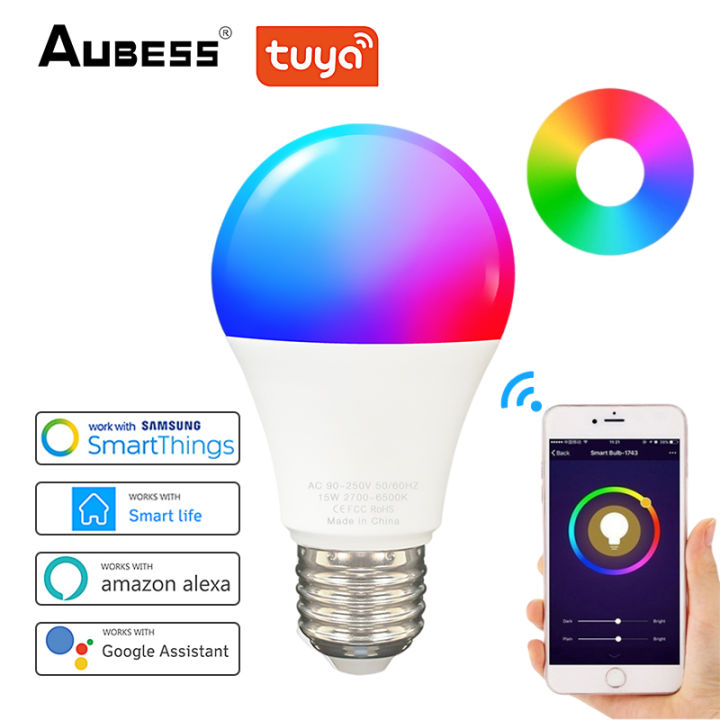 Aubess TUYA Smart WiFi E27 RGBCW LED Light Bulb Lightbulbs Alexa Lamp Home Yandex Alice 100-240V ...