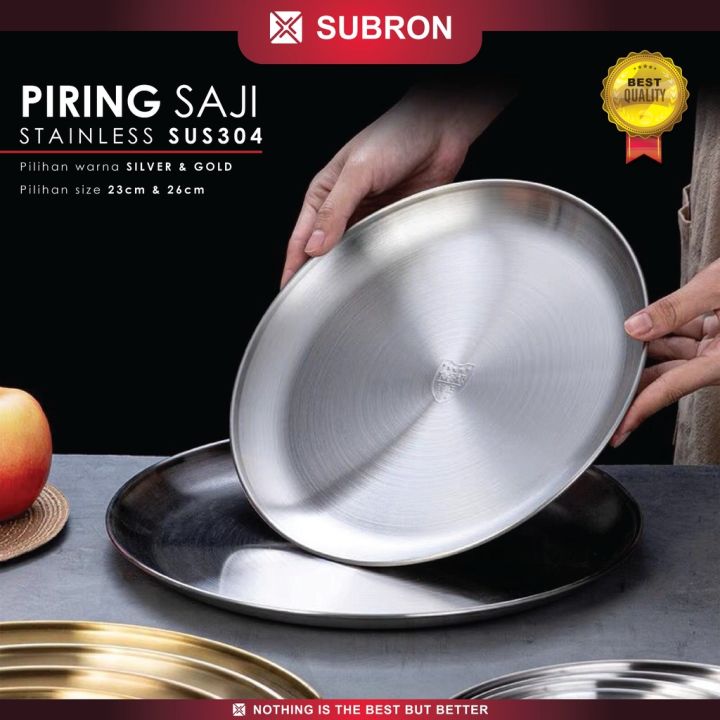 SUBRON Piring Korea Stainless SUS 304 20cm 23cm 26cm Makan Saji Cemilan ...