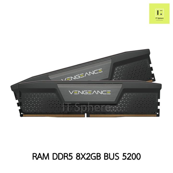 แรม DDR5 CORSAIR VENGEANCE 16GB Bus 5200 สีดำ (RAM DDR 5 16GB (2x8GB) DRAM 5200MHz ...