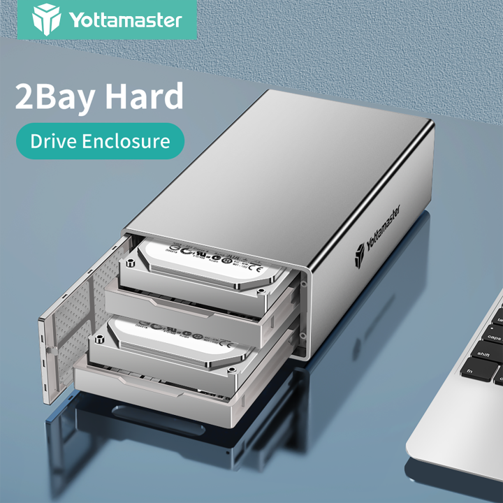 Yottamaster Aluminum 3.5" 2 Bay Type C Hard Drive Enclosure USB3.1 GEN2 ...
